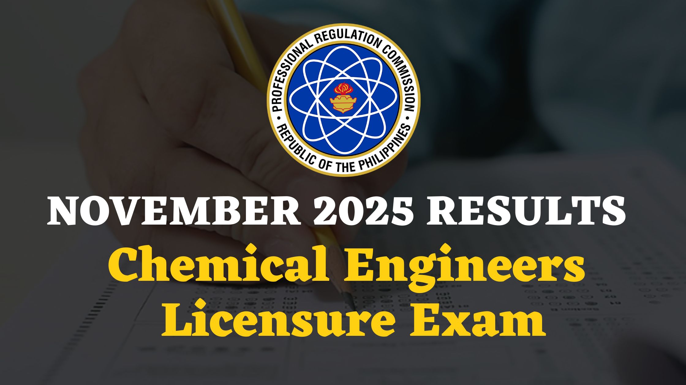 NOVEMBER 2025 Chemical Engineers (ChemEng) Licensure Exam Results